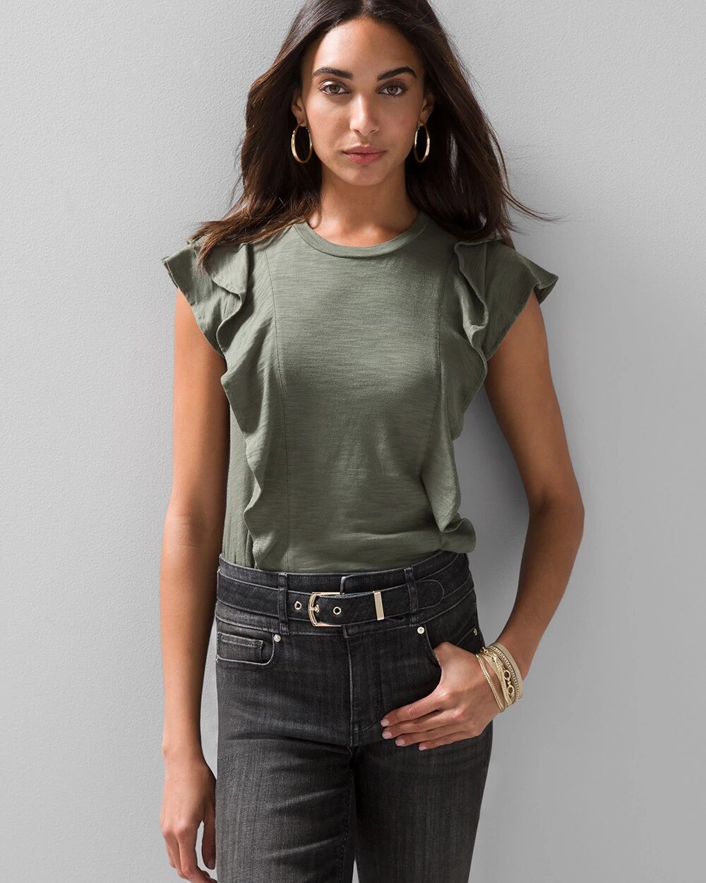 Ruffle Sleeve Tee | White House Black Market