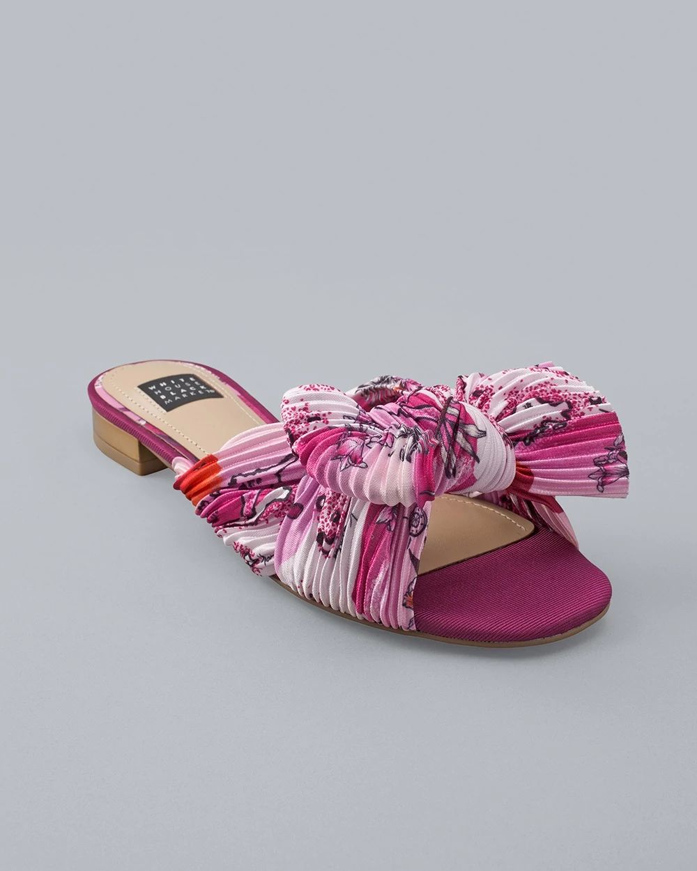 Floral-Print Crinkle Slides | White House Black Market