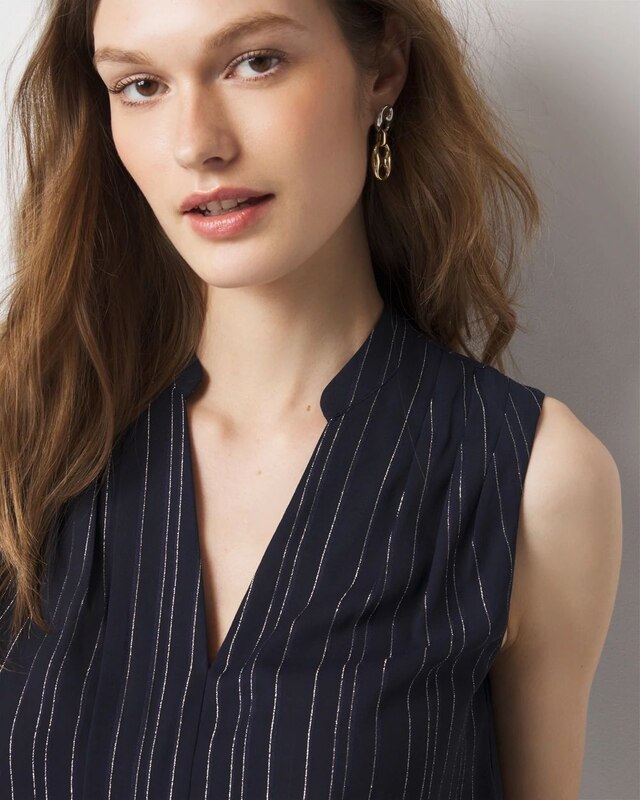 Pinstriped Pleated Shell | White House Black Market