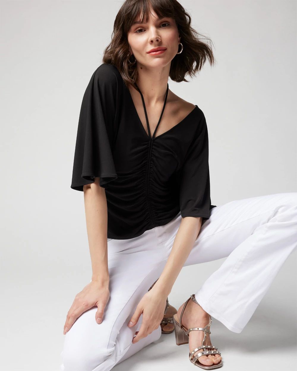 Matte Jersey Ruched Front Top | White House Black Market