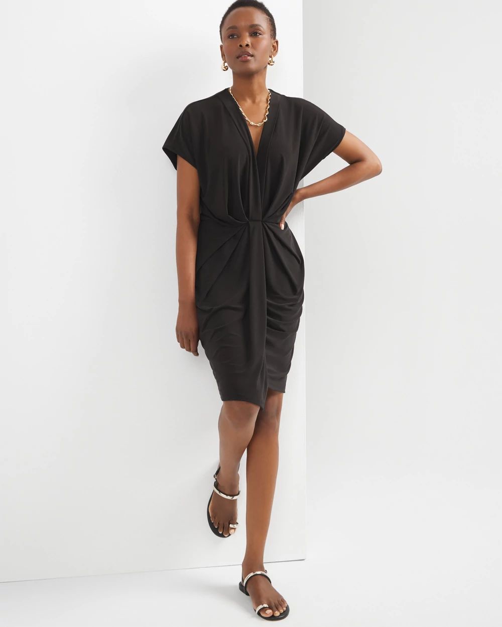 Matte-Jersey Twist Front Dress | White House Black Market