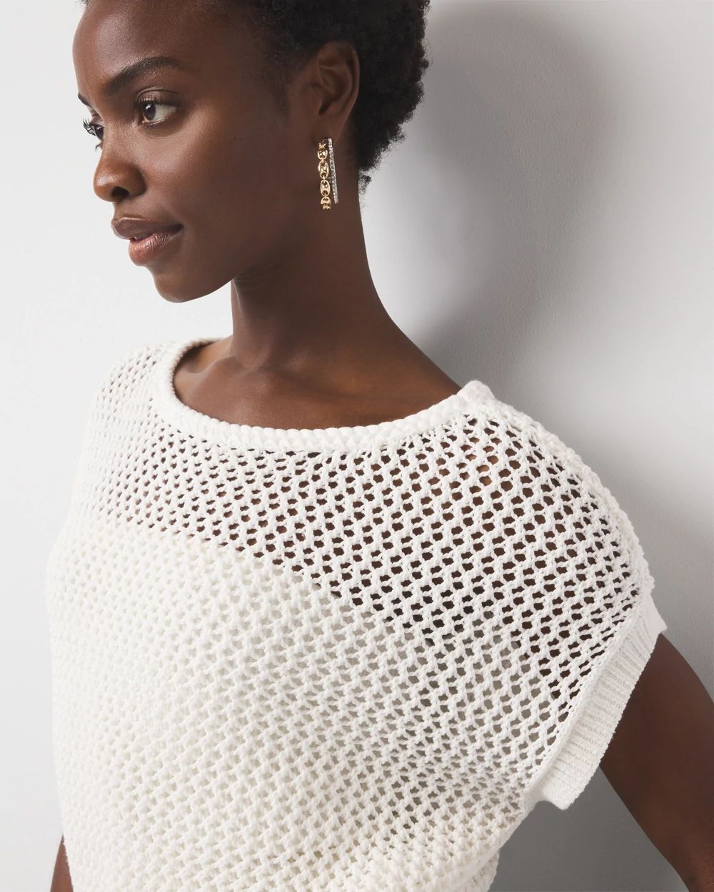 Open Stitch Banded Bottom Sweater | White House Black Market