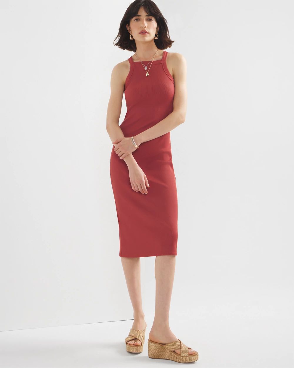 WHBM® FORME Rib Cutout Midi Dress | White House Black Market