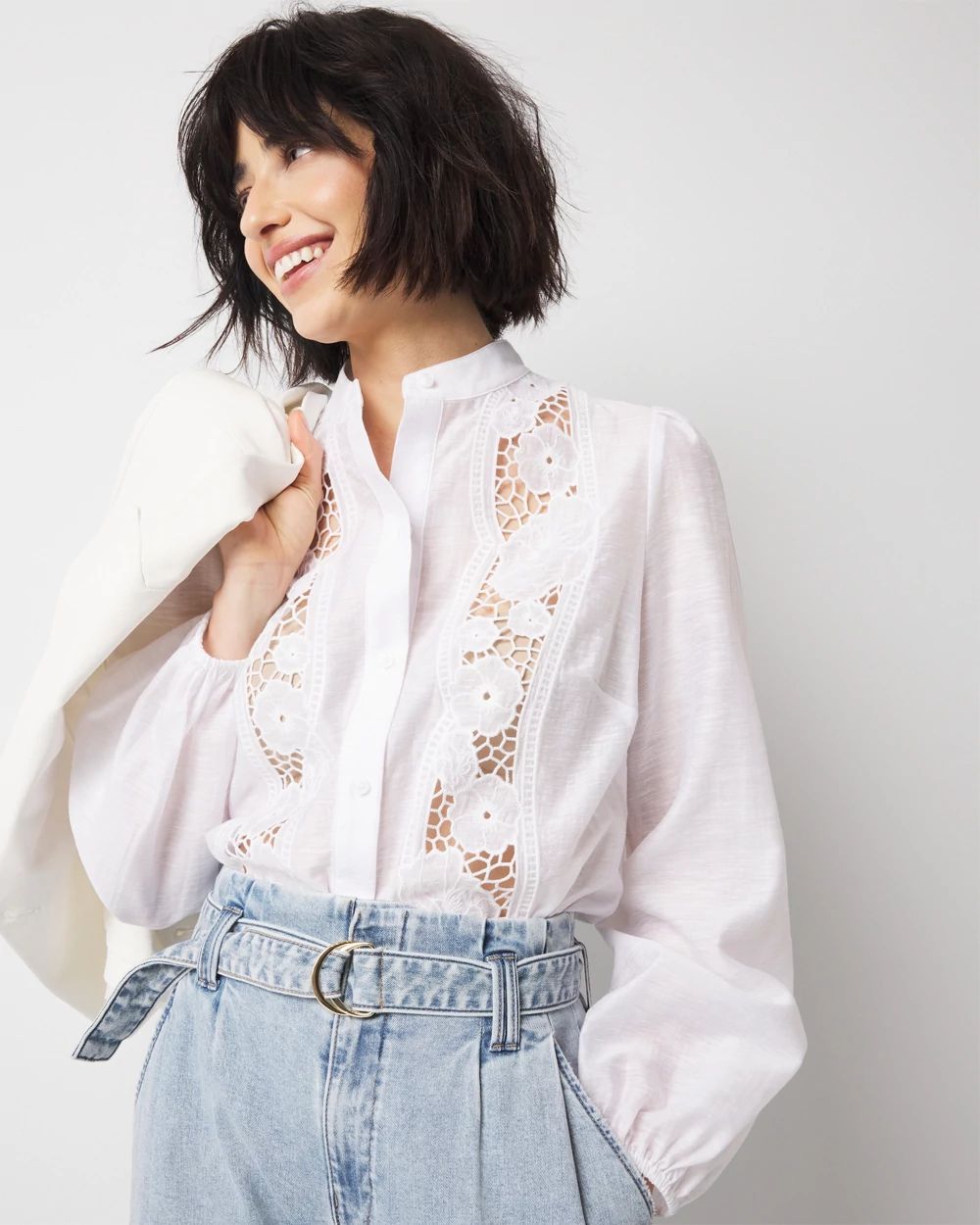 Floral Cutwork Shirt | White House Black Market