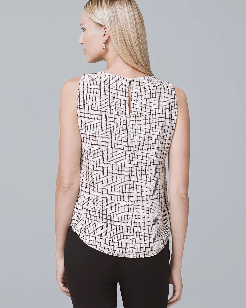 Ruffle-Detail Plaid Shell | White House Black Market