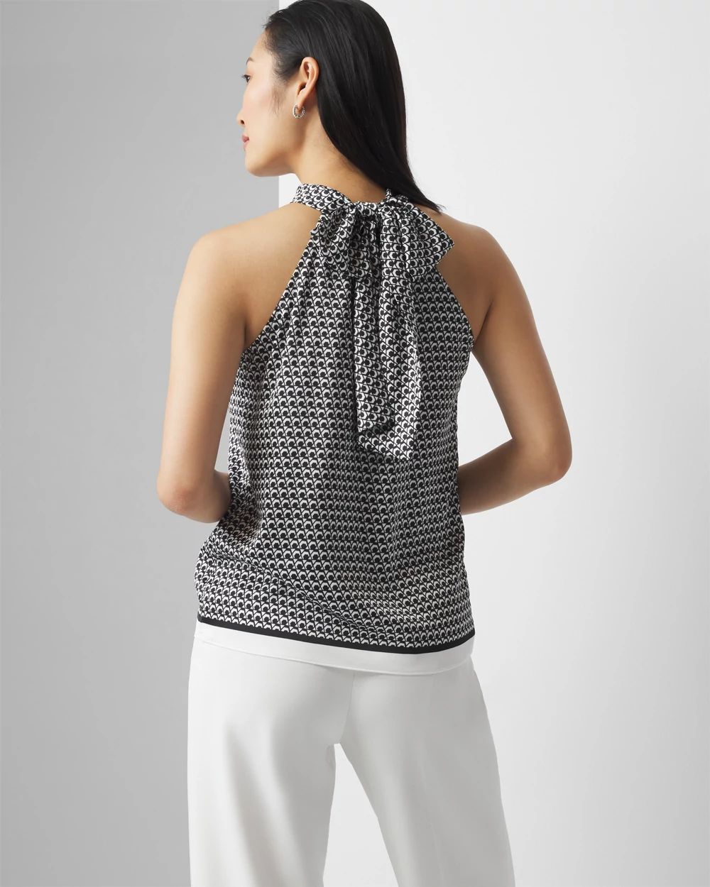 Geometric Print Mock Neck Shell | White House Black Market