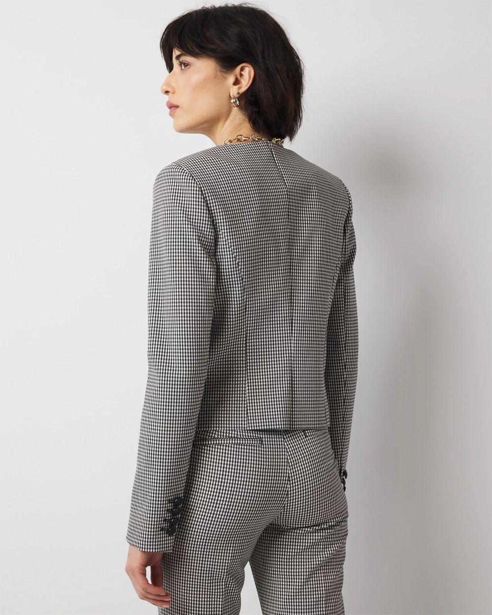 Petite Double-Breasted Gingham Jacket | White House Black Market