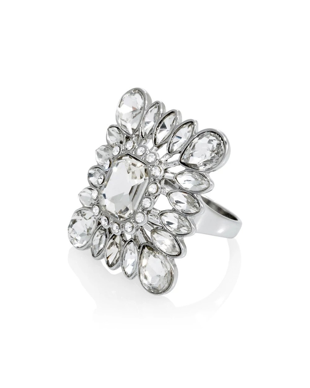 Crystal Square Burst Ring | White House Black Market