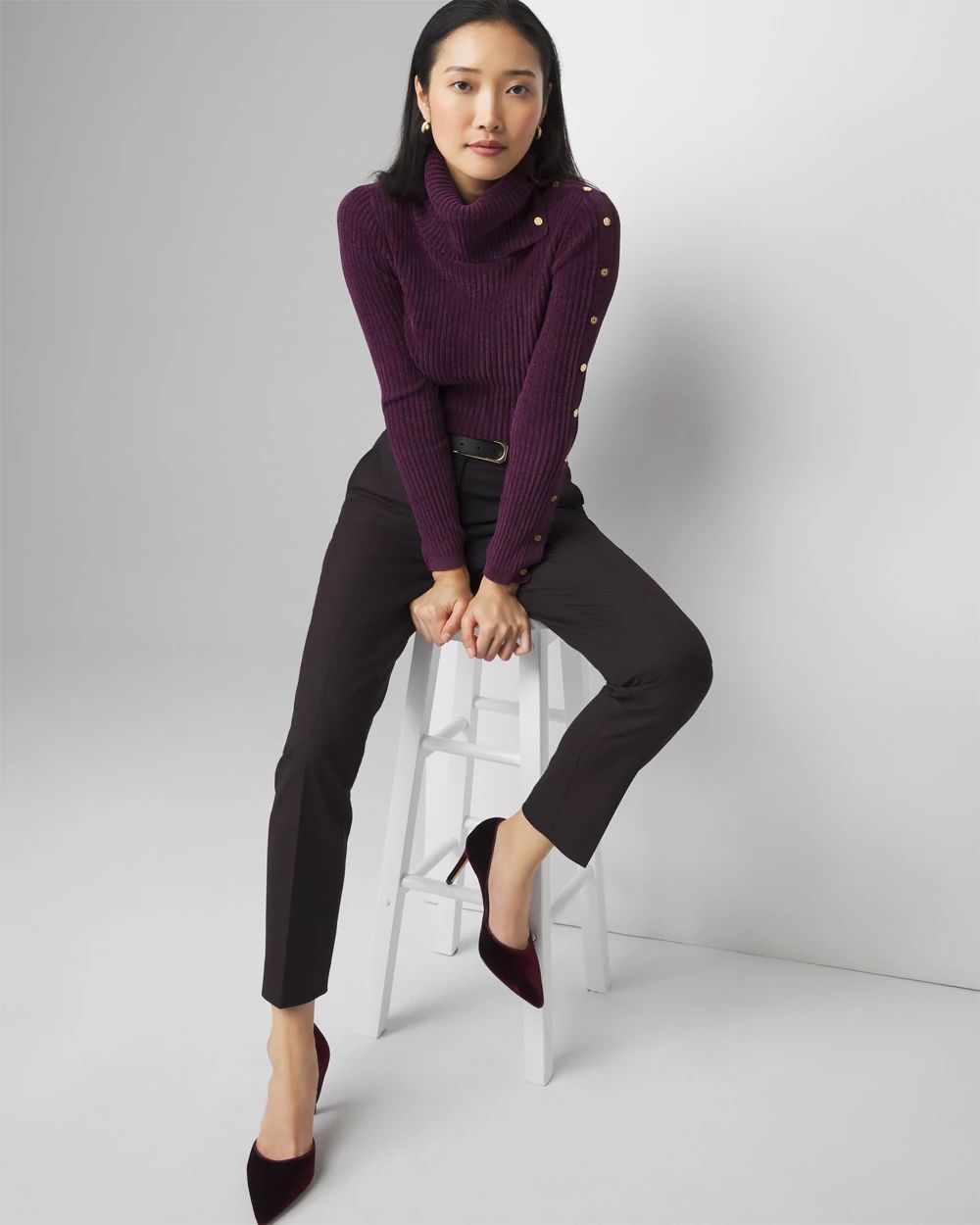 WHBM® Elle Slim Ankle Jacquard Pant | White House Black Market