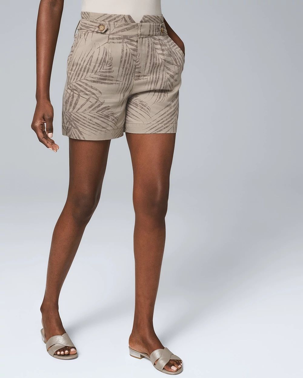 5-Inch High-Rise Palm-Print Shorts | White House Black Market