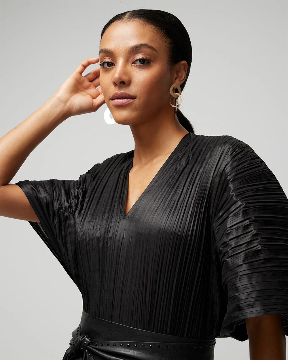 Pleated Sheen Wrap | White House Black Market