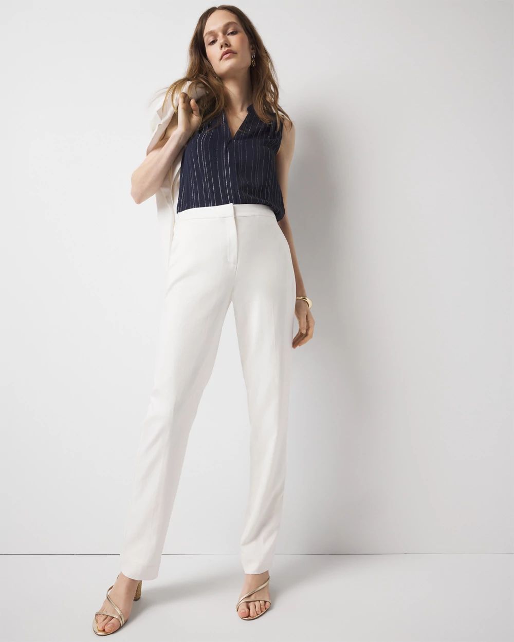 Pinstriped Pleated Shell | White House Black Market