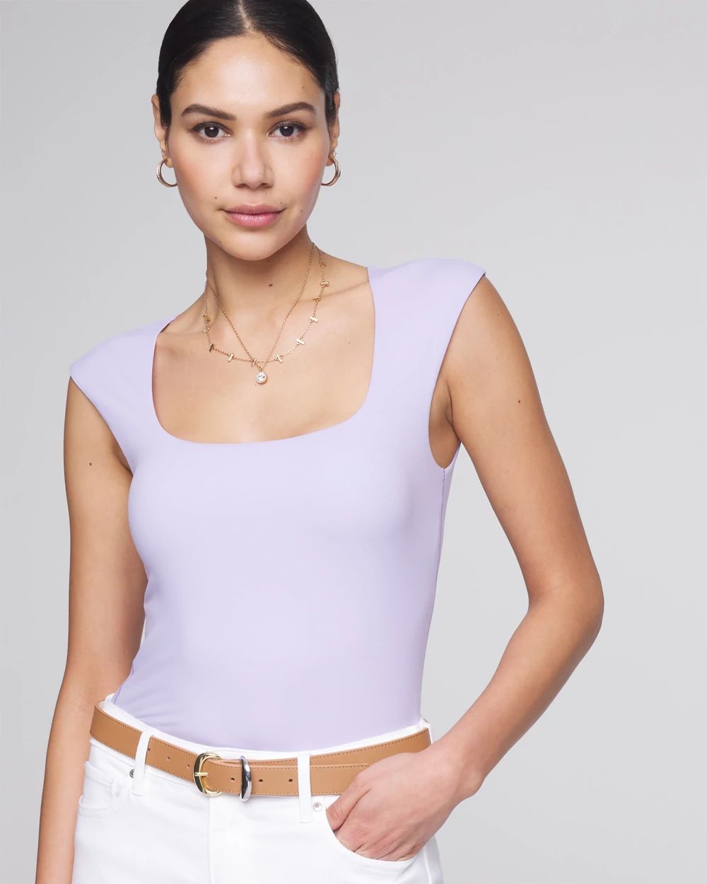 WHBM® FORME Square-Neck Cap-Sleeve Top | White House Black Market