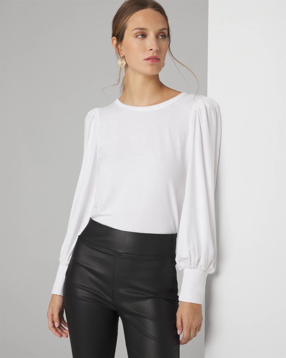 Long Sleeve Tee with Smocked Cuffs | White House Black Market