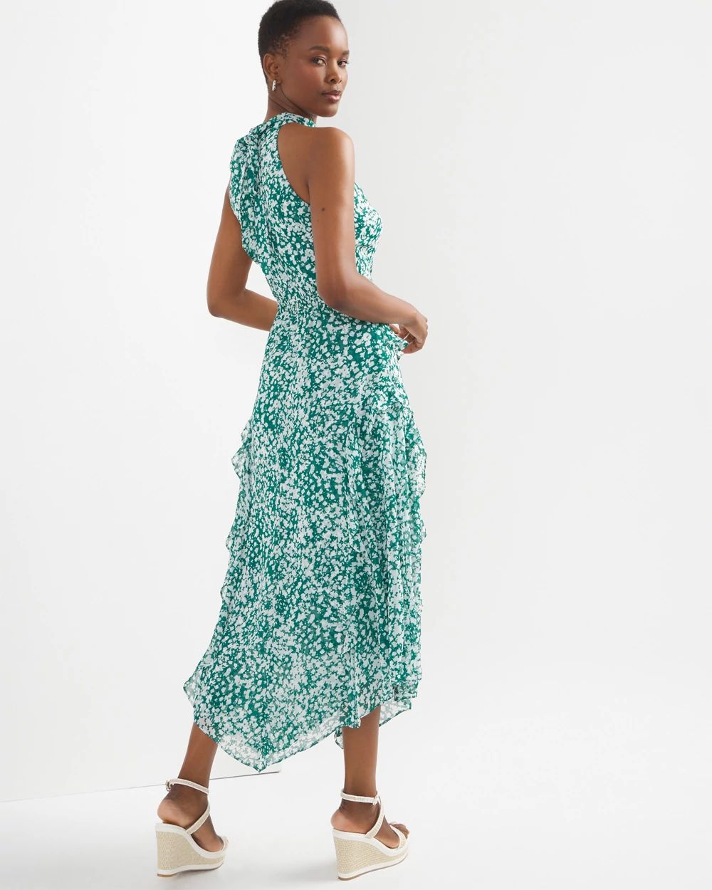 Ruffle Halter Midi Dress | White House Black Market