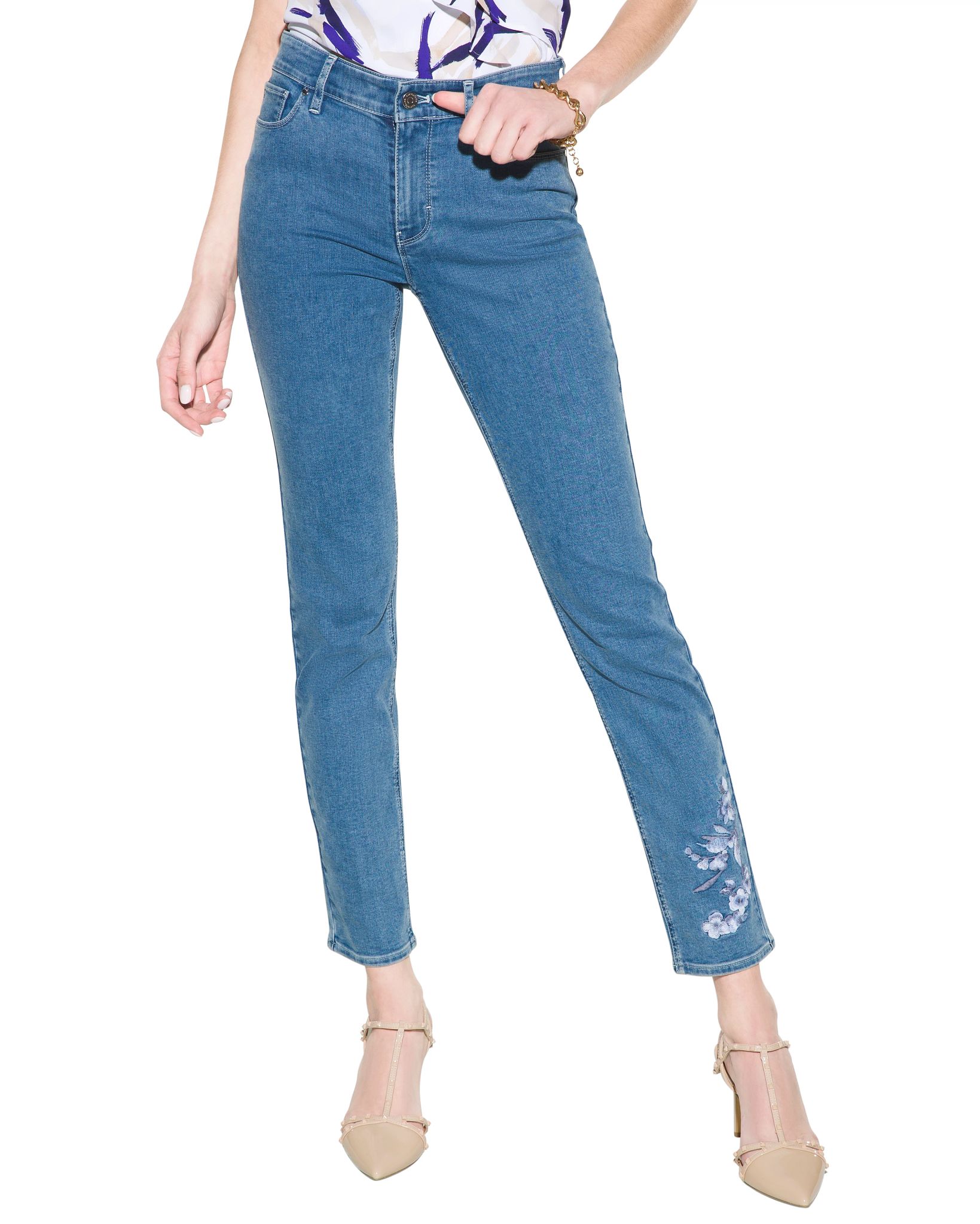 Outlet WHBM Embroidered Mid-Rise Slim Ankle Jeans | White House Black ...