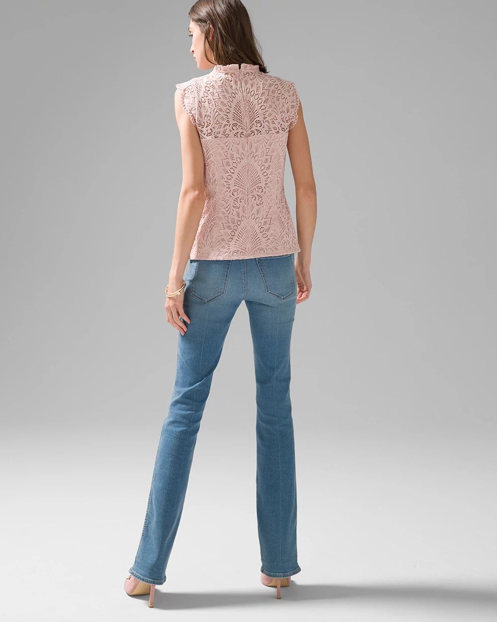 High-Neck Lace Shell | White House Black Market