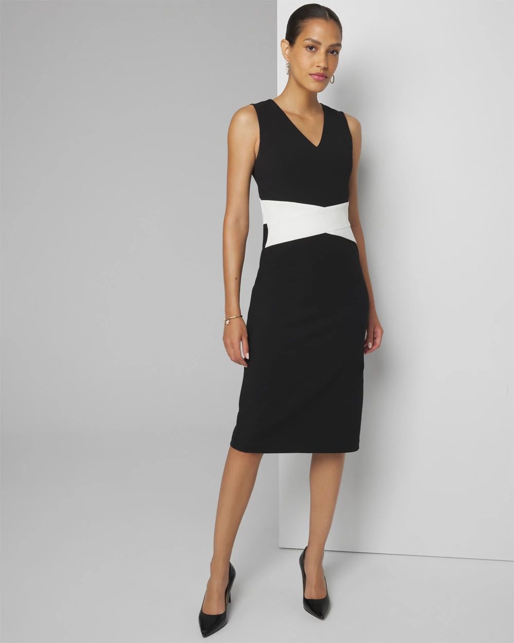 Sleeveless Cross-Front Sheath Dress | White House Black Market
