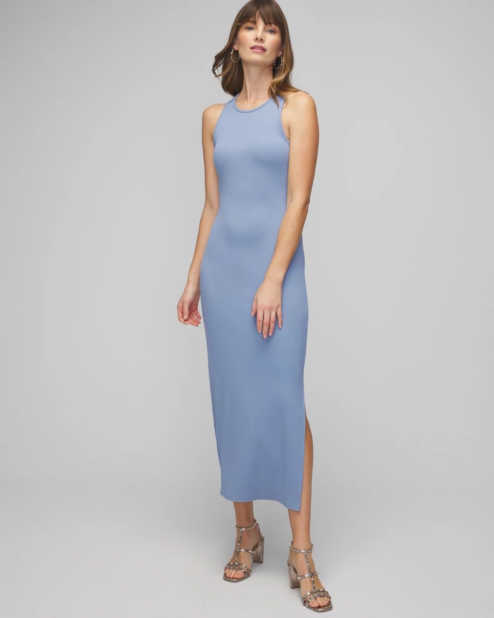 WHBM® FORME Rib Sleeveless Midi Dress | White House Black Market