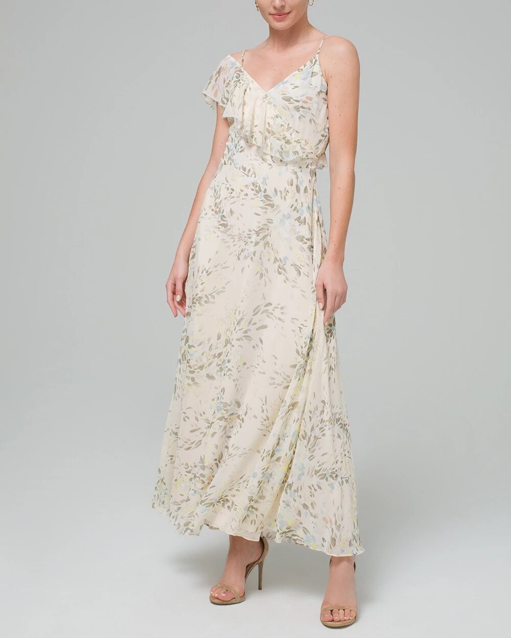 Floral Print Asymmetrical Ruffle Dress | White House Black Market