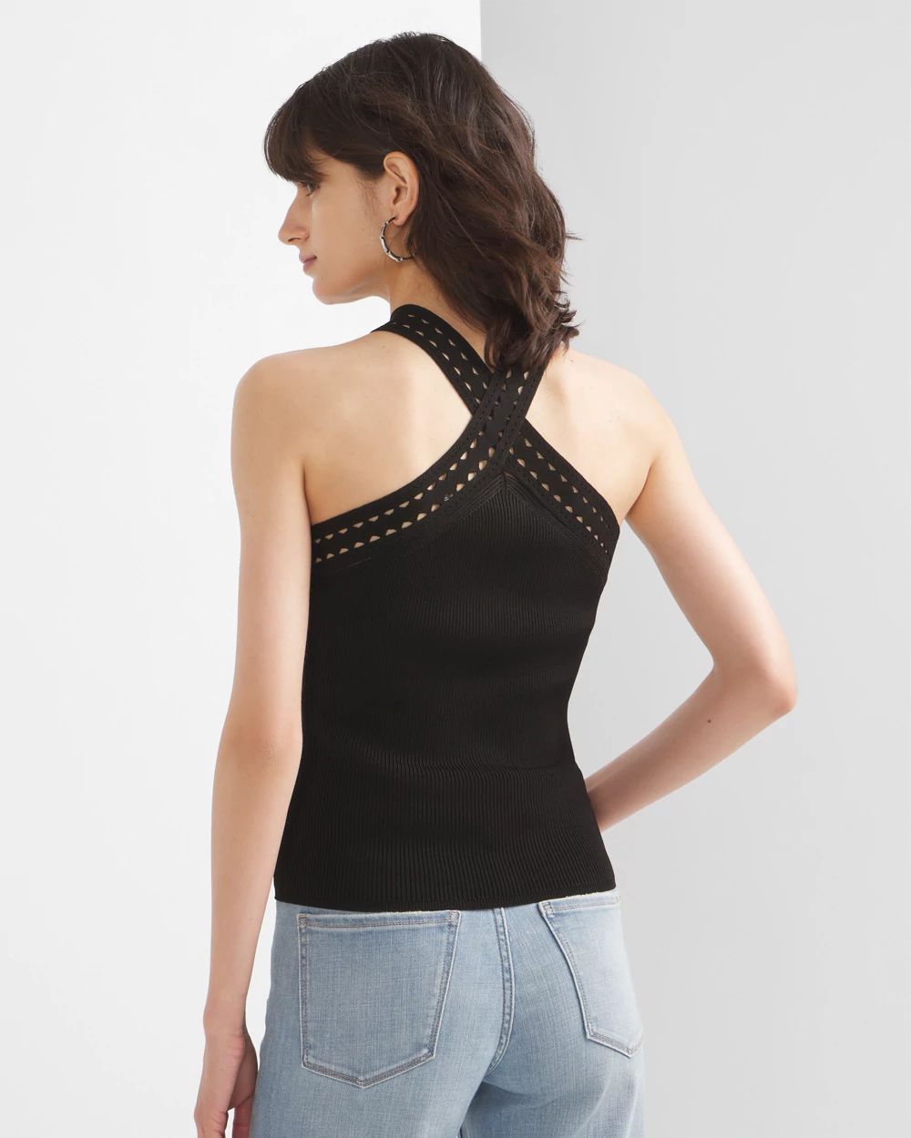 Cutout Trim Halter Sweater Tank | White House Black Market