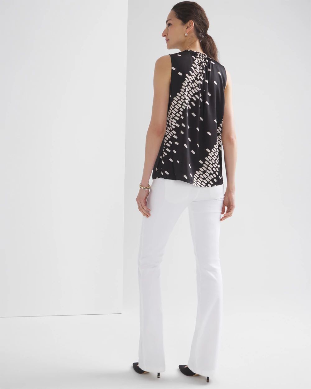 Sleeveless Ruched V-Neck Shell Top | White House Black Market