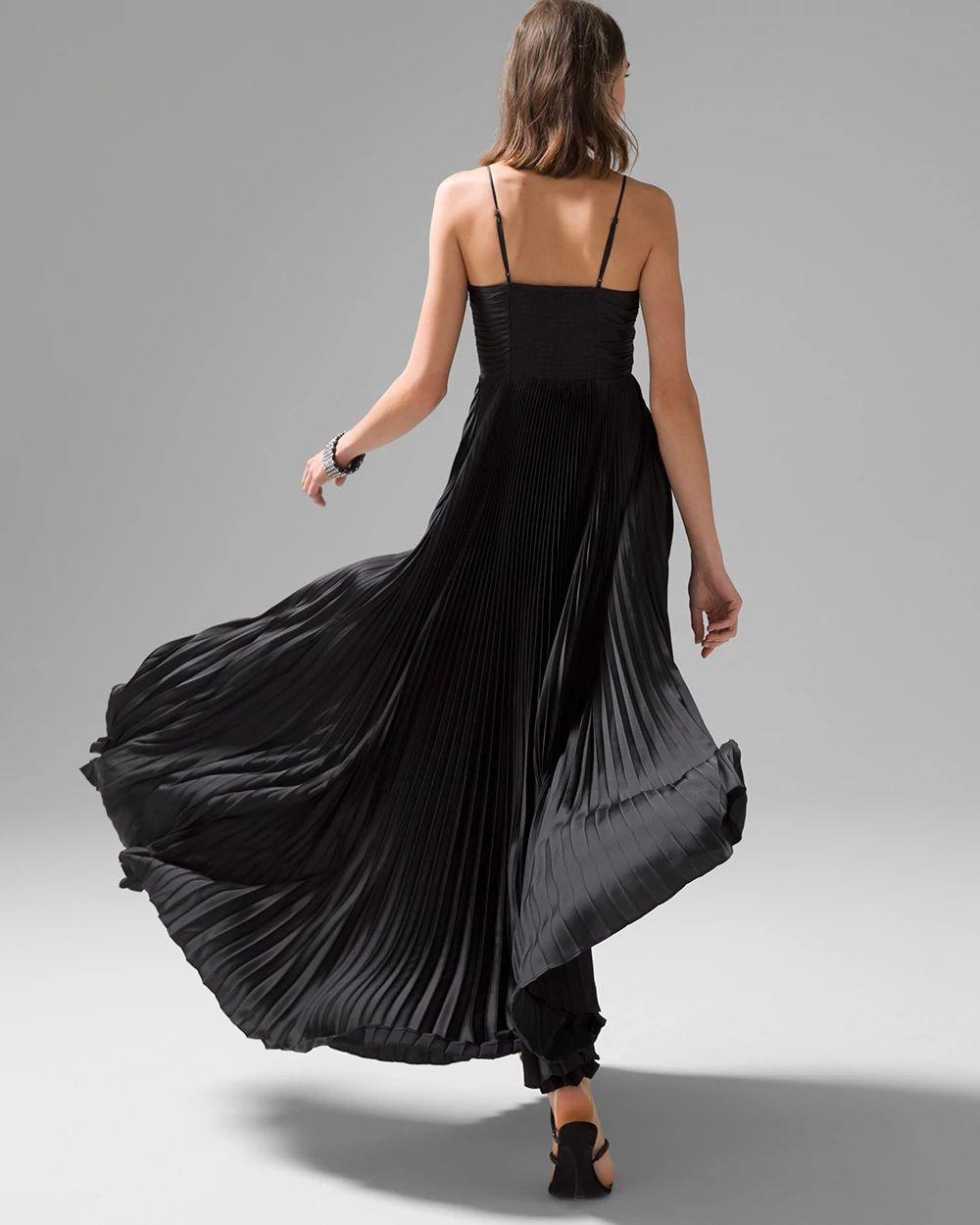 Satin Pleated Maxi Dress | White House Black Market
