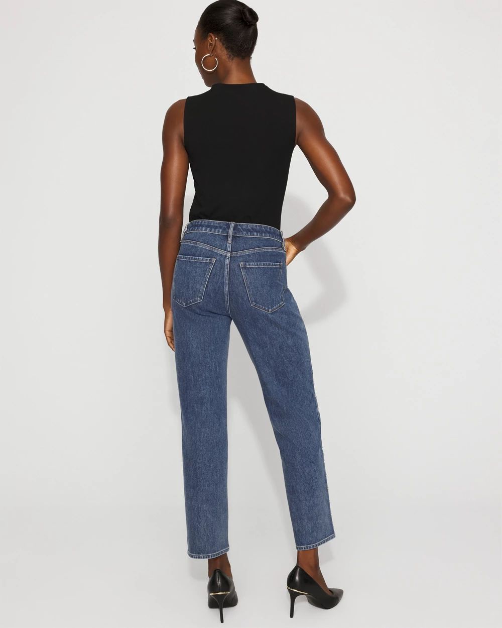 Extra High-Rise Studded Straight Leg Jean | White House Black Market