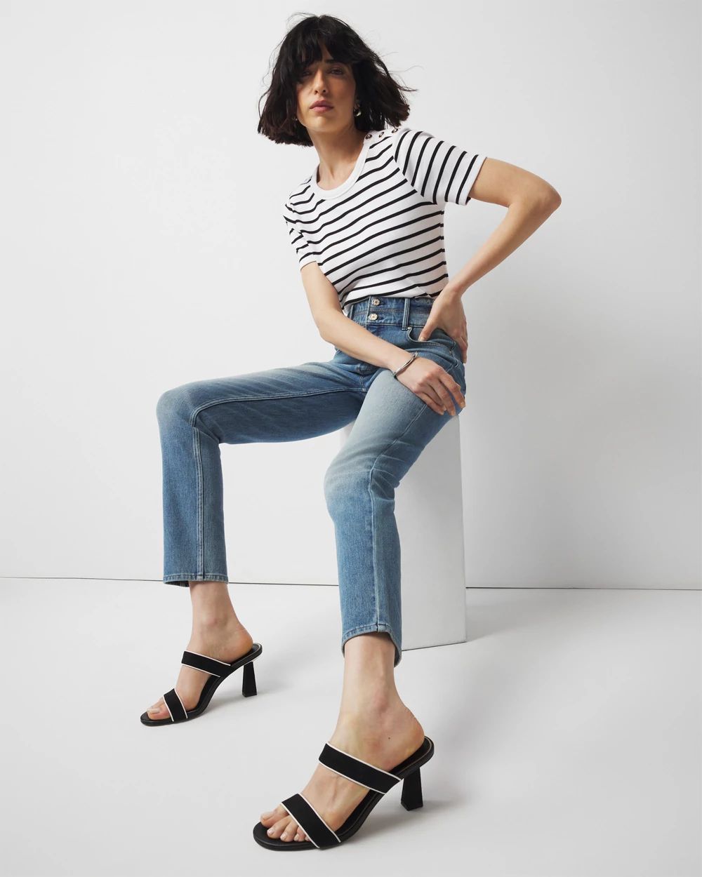 Extra High-Rise Double Waistband Slim Ankle Jeans | White House Black ...