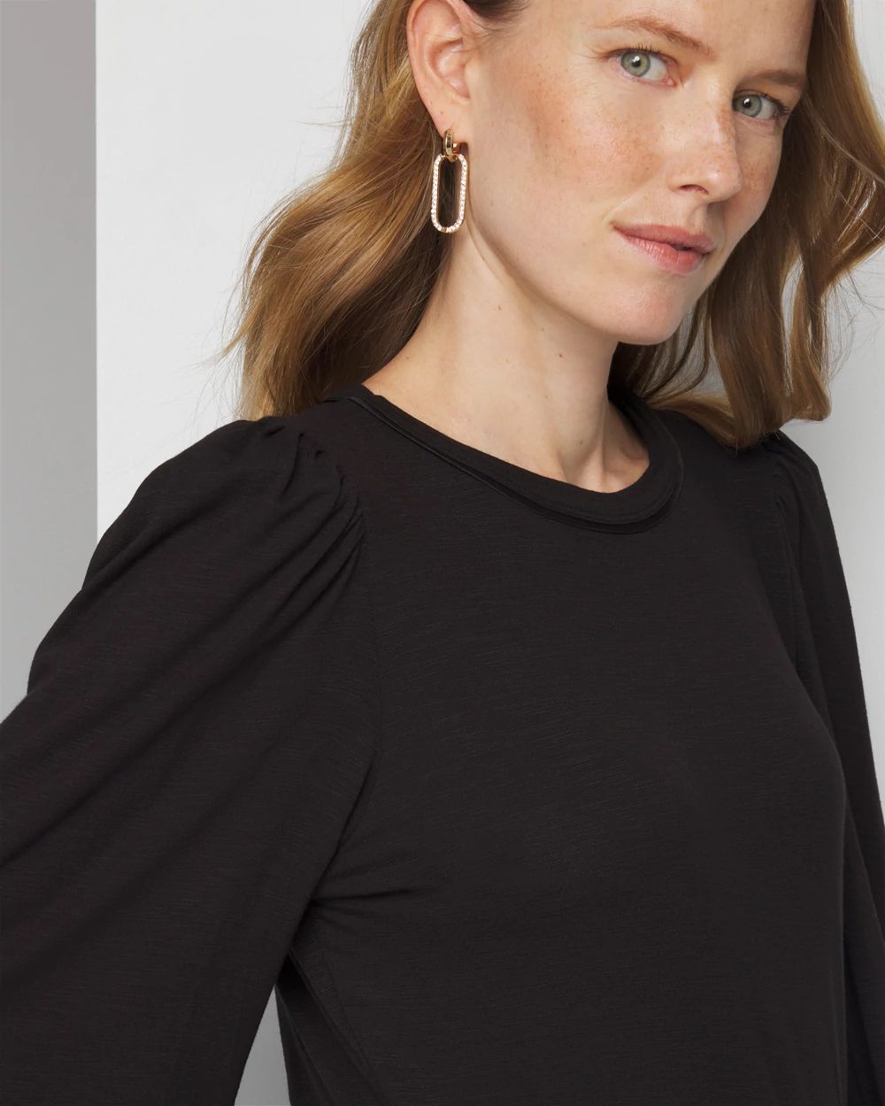 Long Sleeve Tee with Smocked Cuffs | White House Black Market