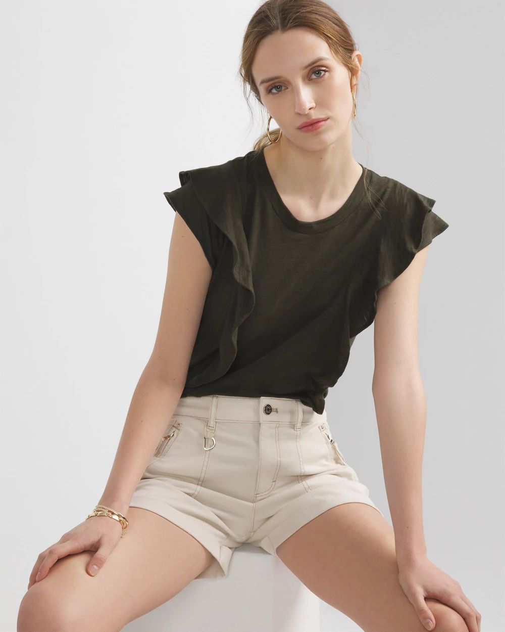 Ruffle Sleeve Tee | White House Black Market