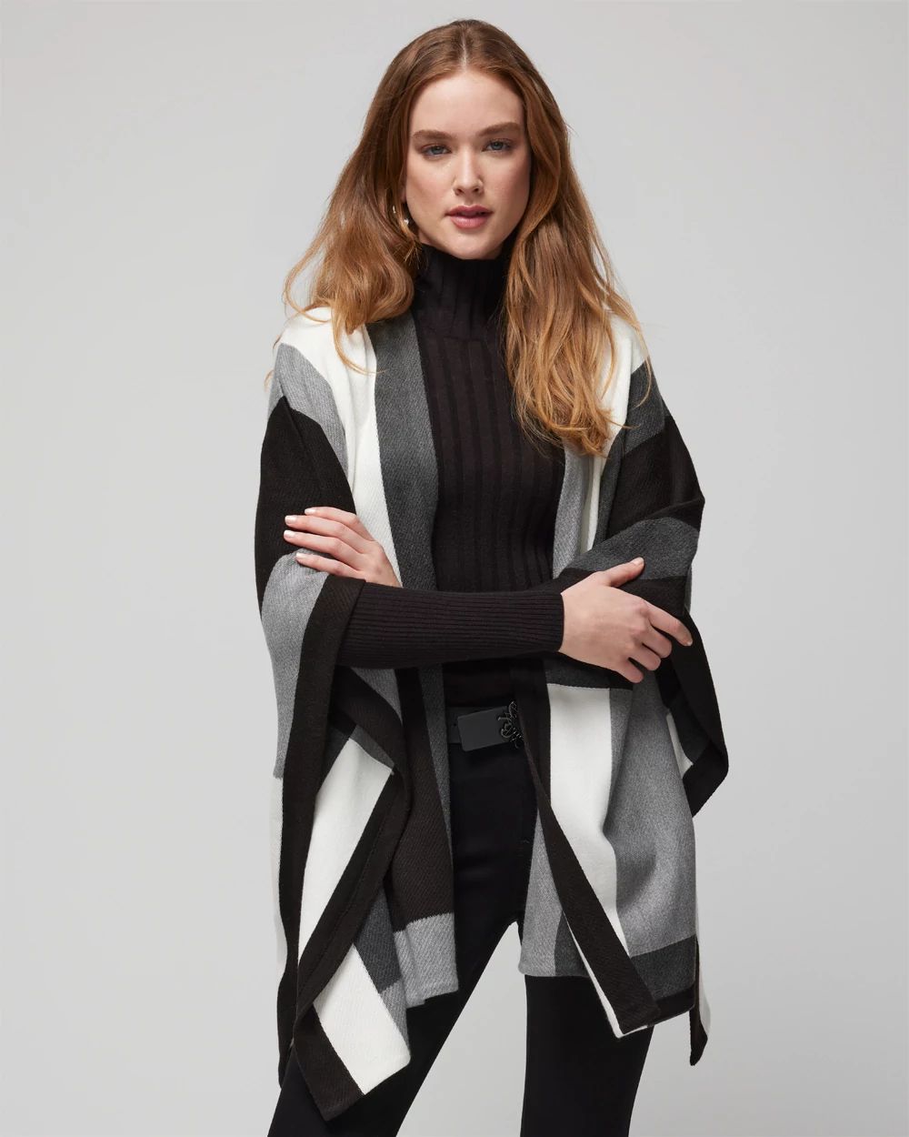 Sweater Colorblock Ruana | White House Black Market