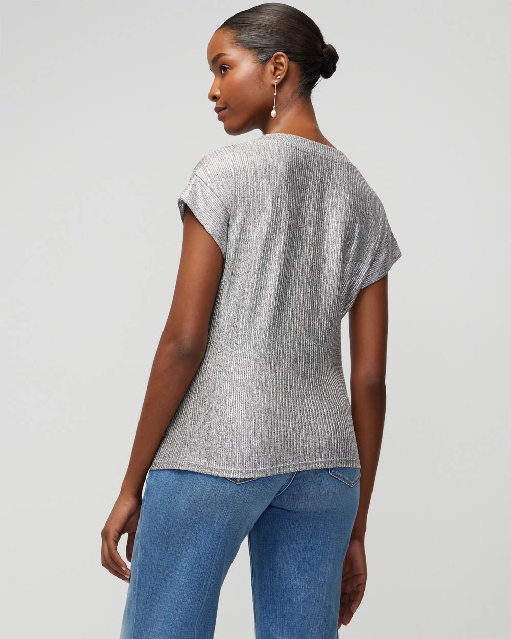 Short Sleeve Rib Power Tee | White House Black Market