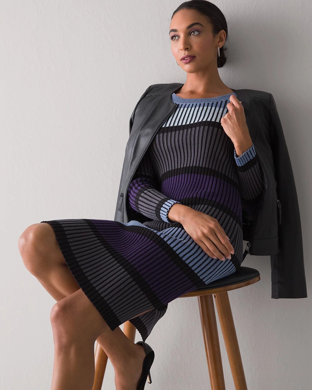 STRIPED SWEATER MIDI DRESS | White House Black Market