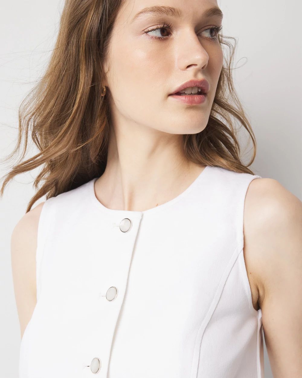 Denim Button Front Vest | White House Black Market