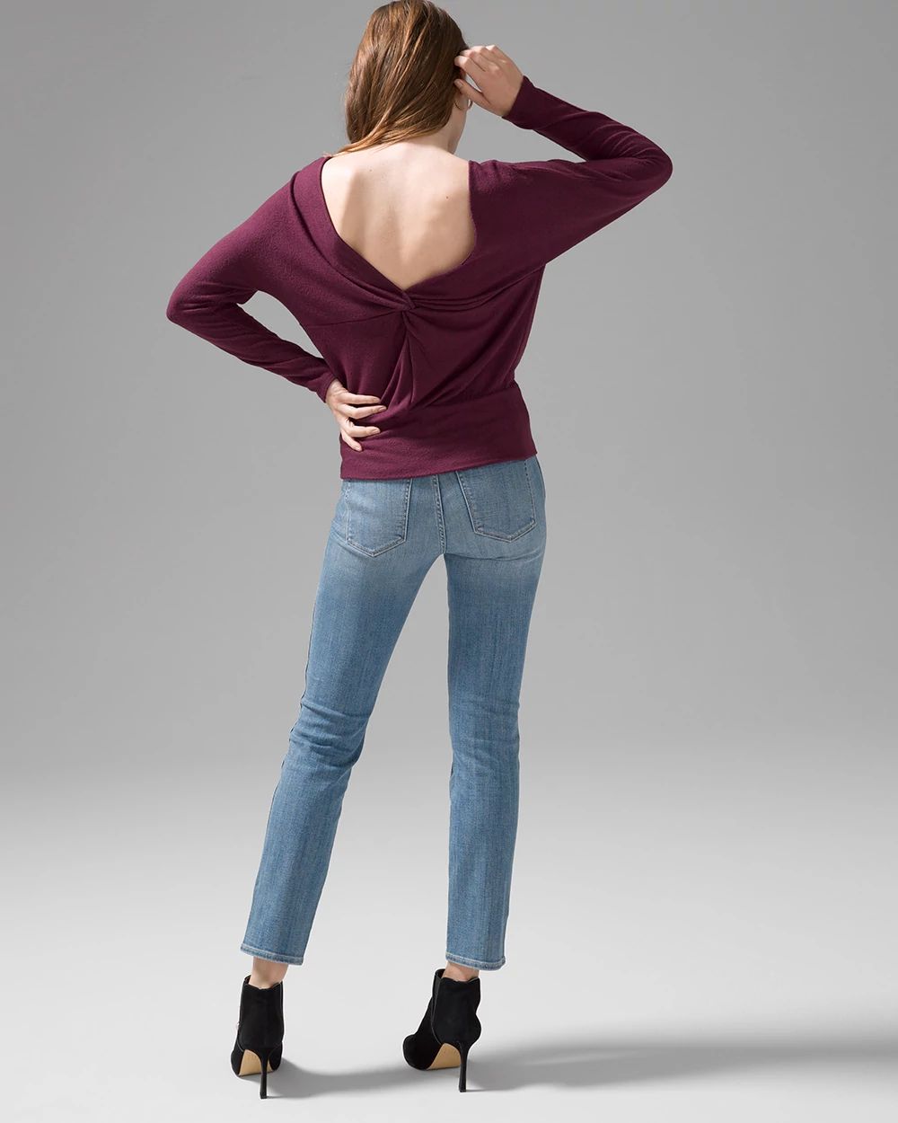 Cozy Knit Twist Back Sweater | White House Black Market