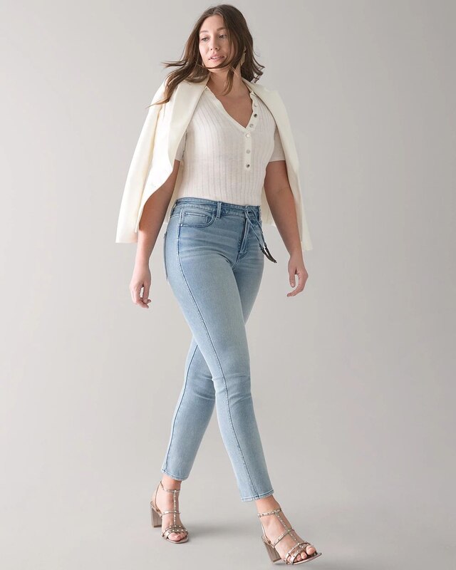 High-Rise Sculpt Tie-Waist Straight Jeans | White House Black Market
