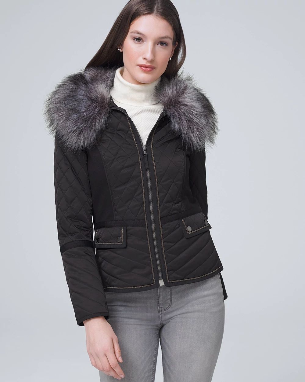 Puffer Jacket with Removable Faux Fur Collar | White House Black Market