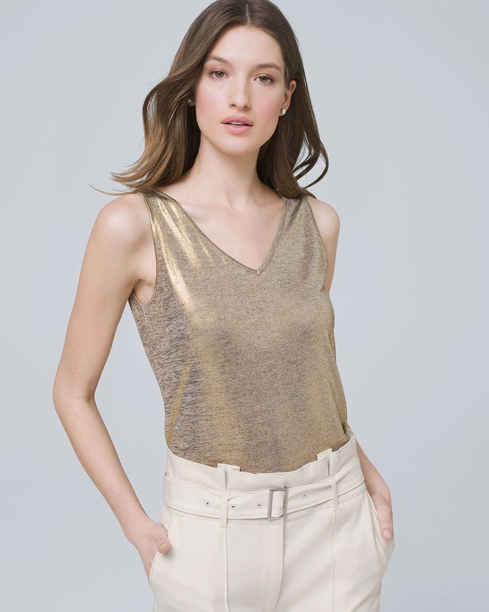 Metallic Dual-Neck Tank | White House Black Market