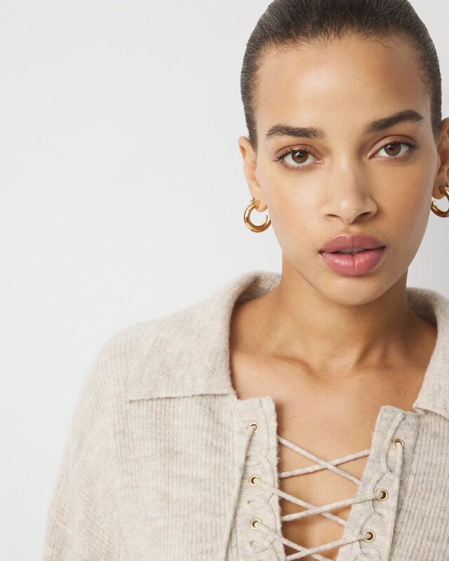 Lace Up Collared Sweater | White House Black Market