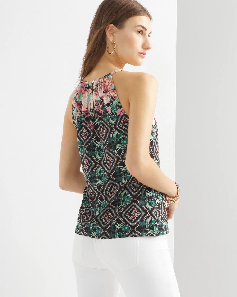 Matte-Jersey Printed Halter Top | White House Black Market