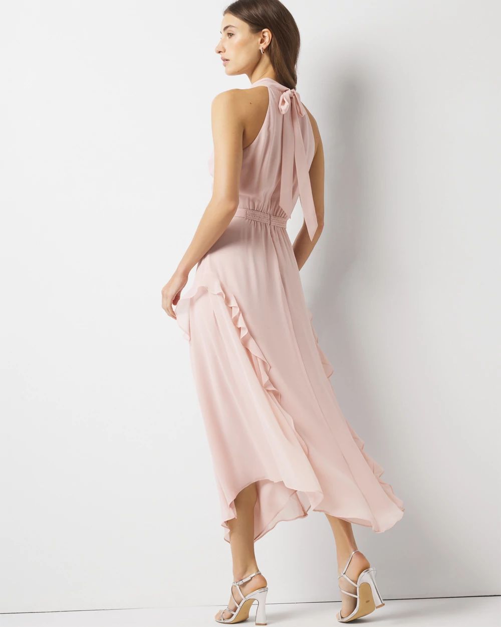 Ruffle Halter Midi Dress | White House Black Market