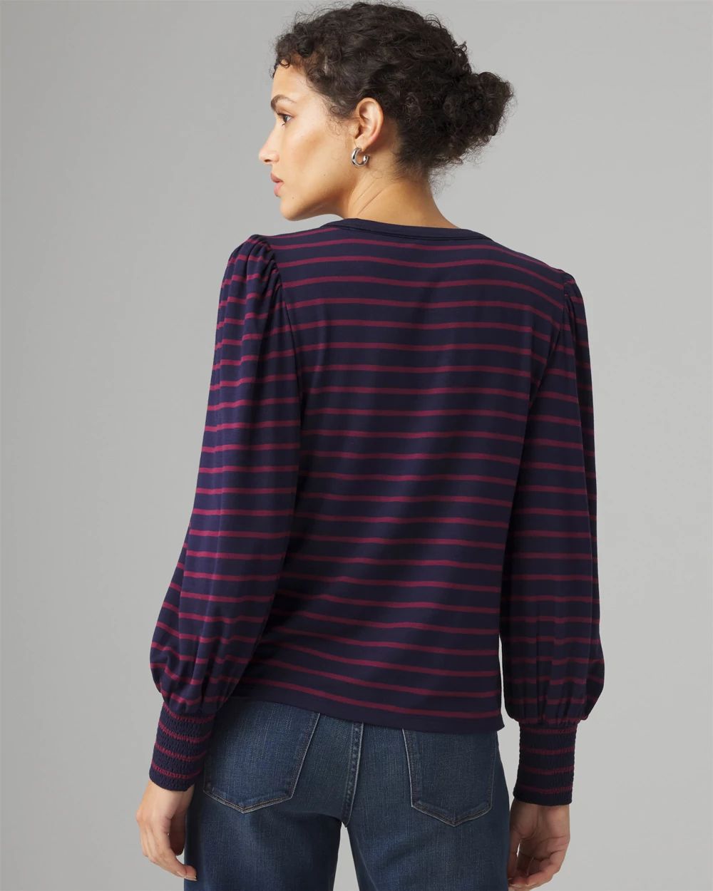 Long Sleeve Tee with Smocked Cuffs | White House Black Market