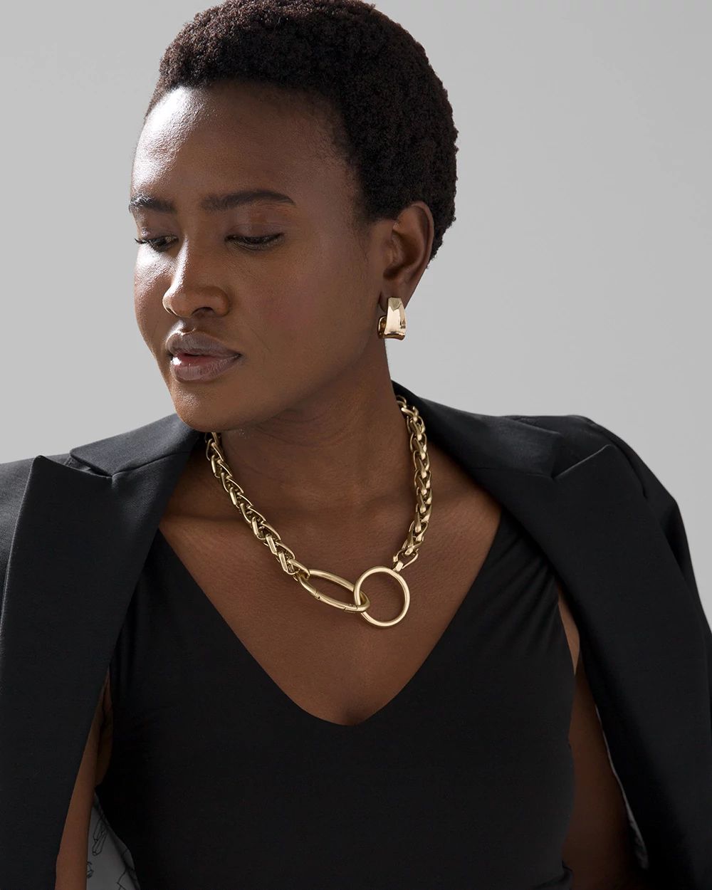 Goldtone Chain Statement Necklace | White House Black Market