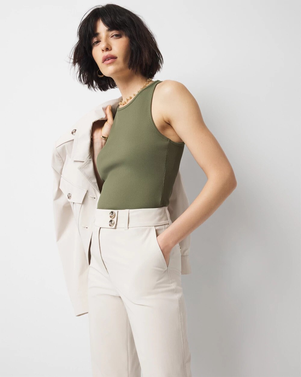 WHBM FORME™ Ribbed Stretch Tank | White House Black Market