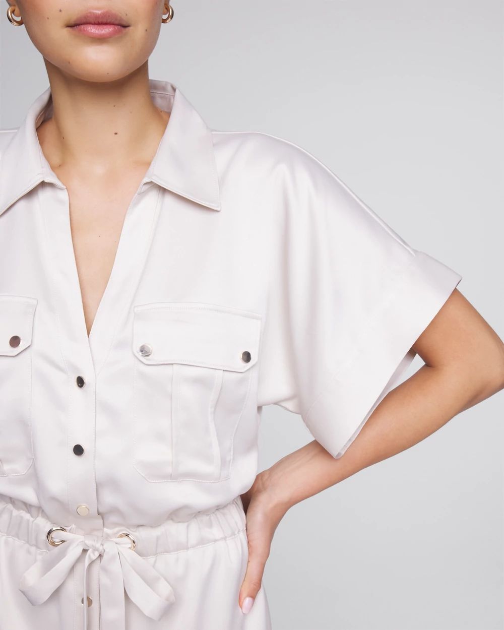 Short Sleeve Utility Shirt Dress | White House Black Market