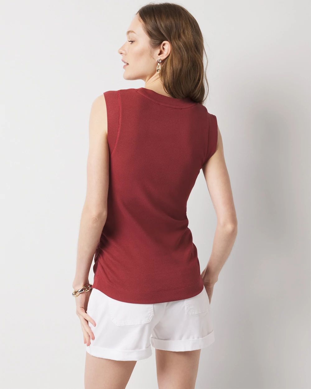 WHBM FORME™ Ribbed Stretch Ruched Side Tank | White House Black Market