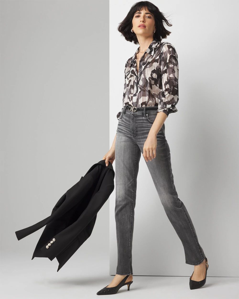 High Rise Byna Slim Jean with Slits | White House Black Market