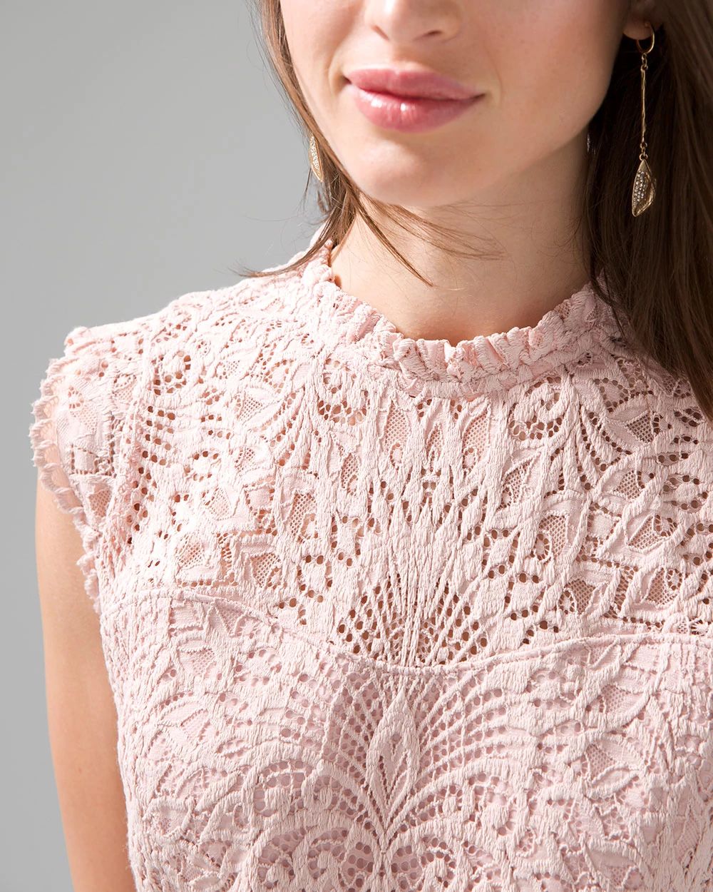 High-Neck Lace Shell | White House Black Market