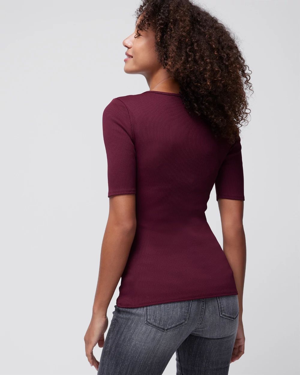 WHBM® FORME Lace-Up Short Sleeve Top | White House Black Market